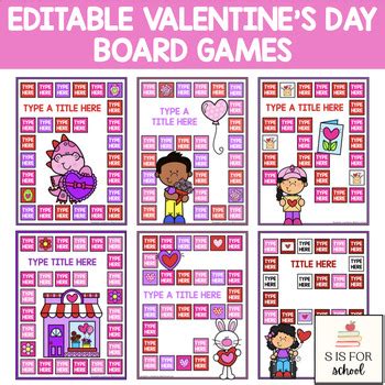 6 Editable Valentines Day Board Games For Any Subject Personal Use