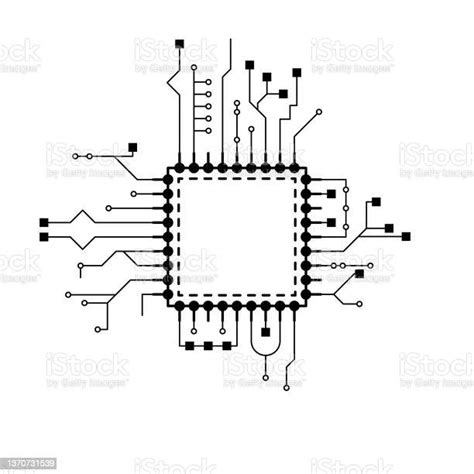 추상 검정 간단한 선 Cpu 컴퓨터 기술 낙서 윤곽 선 요소 벡터 디자인 스타일 스케치 흰색 배경 일러스트레이션에 격리 0명에 대한 스톡 벡터 아트 및 기타 이미지 Istock