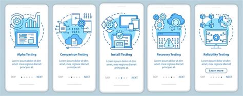Premium Vector Software Performance Testing Blue Onboarding Mobile