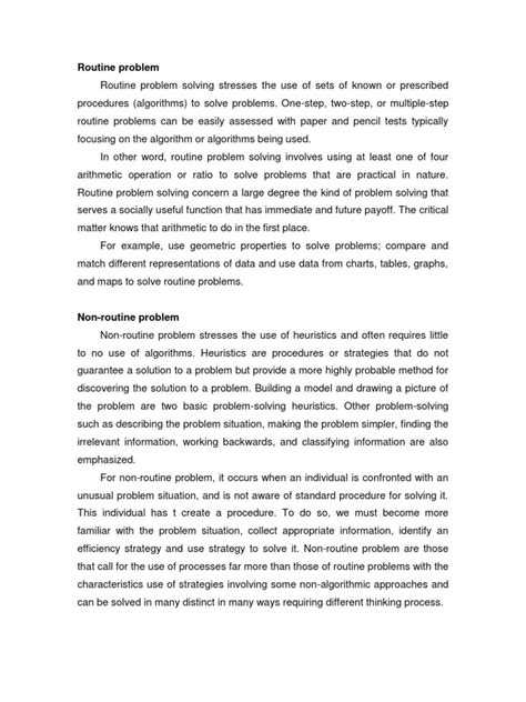 2routine Problem And Non Routine Pdf Neuropsychology Psychology