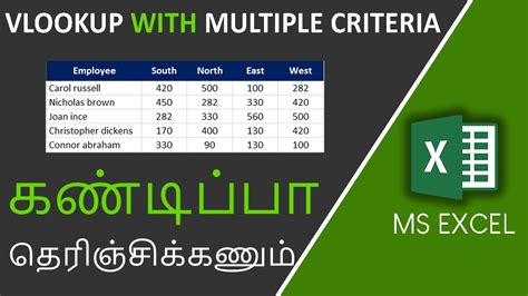 Vlookup With Multiple Criteria In Excel In Tamil Youtube