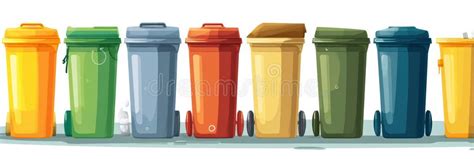 Color Coded Trash Bins For Effective Recycling In Urban Environment
