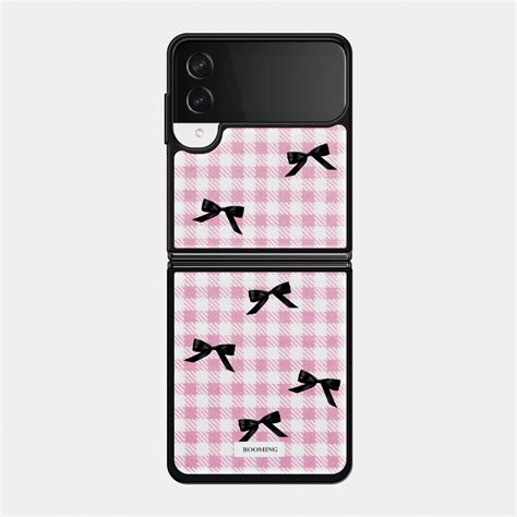 붐잉 자체제작 Z플립654 플립 에폭시범퍼 깅엄체크리본 케이스 케이스 갤럭시 Z 플립6 5 4 지플립 휴대폰 핸드폰 우정 커플 친구 생일 선물 Nfc 교통카드 무선충전