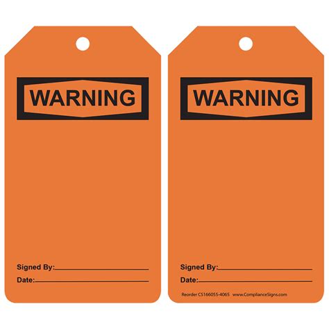 Osha Warning Orange Sided Tag Safety Tags