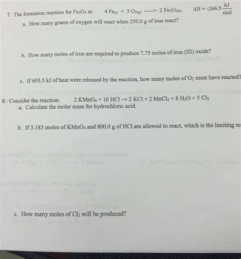Solved The Formation Reaction For Fe 2o 3 Is 4 Fe S 3