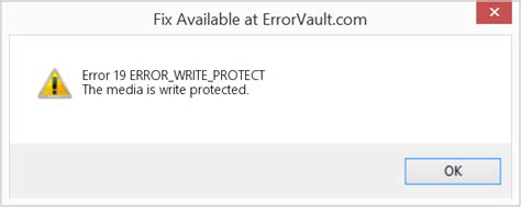 how to fix error 19 error write protect the media is write protected