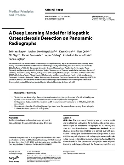 Pdf Deep Learning For Osteosclerosis Detection
