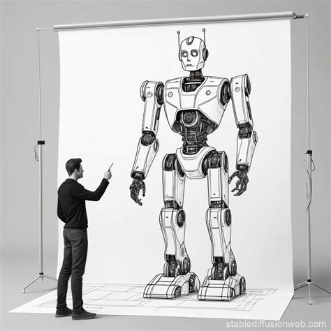 Man And Robot With Data Chart Stable Diffusion Online Man And Robot With Data Chart Stable Diffusion Online