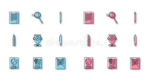 Set Line World Map On A School Blackboard Board With Graph Chart Exam Sheet Check Mark Paper
