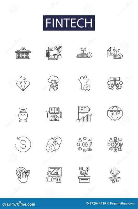 Fintech Line Icons Linear Set Quality Vector Line Set Such As