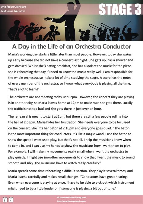 Literacy Shed Plus Litshed Resource A Day In The Life Of An Orchestra Conductor Stage 3