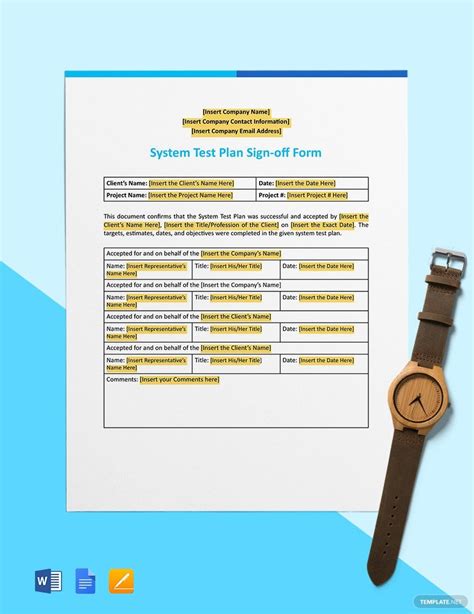 System Test Plan Sign Off Form Template In Word Pages Google Docs Download Template Net