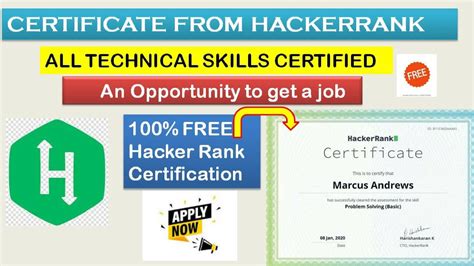 How To Get Certificate On Hackerrank Certificate To A Job Free