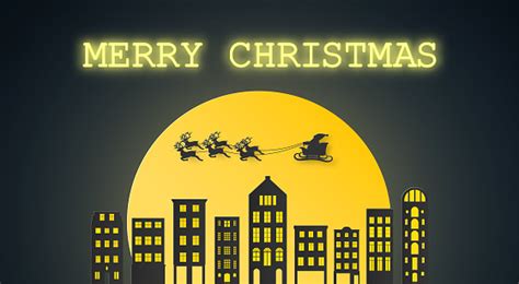 메리 크리스마스와 새해 복 설 리 배경입니다 산타 클로스 어두운 벽에 빛나는 3d 네온 빛 벡터 일러스트레이션을 참조하십시오