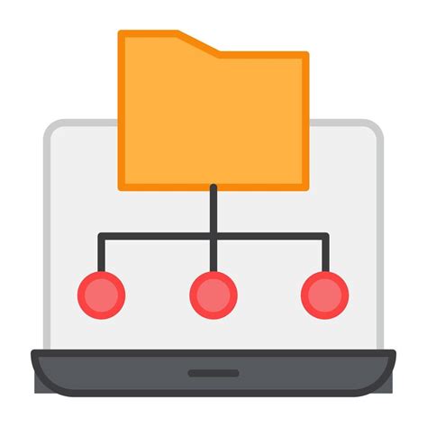 Folder With Nodes Inside Laptop Flat Design Of Folder Network 40205294