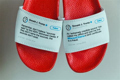 Trumps Contradictory Tweets Emblazoned On President Flip Flops