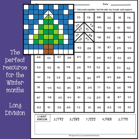 Winter Math Coloring Pages Multiplication And Long Division Made By Teachers