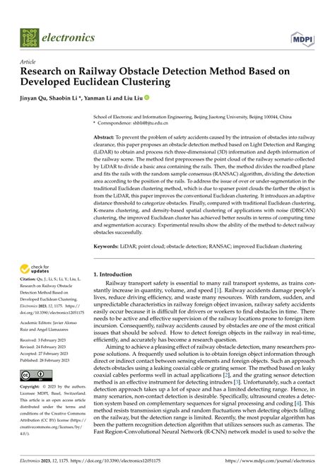 Pdf Research On Railway Obstacle Detection Method Based On Developed