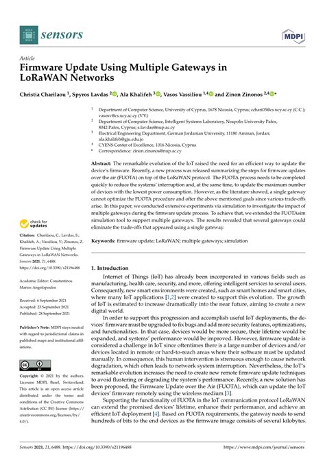 Pdf Firmware Update Using Multiple Gateways In Lorawan Networks