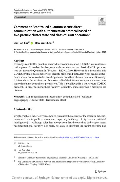 Comment On “controlled Quantum Secure Direct Communication With Authentication Protocol Based On