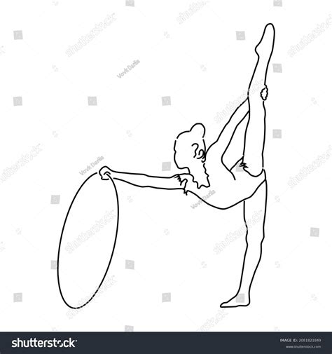 Linear Elegant Drawing Gymnast Girl Practicing Stock Vector Royalty Free 2081821849