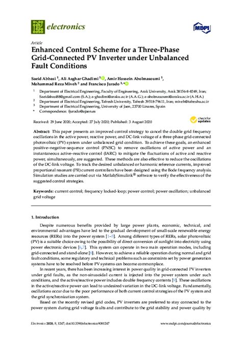 Pdf Enhanced Control Scheme For A Three Phase Grid Connected Pv Inverter Under Unbalanced