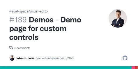 Demos Demo Page For Custom Controls · Issue 189 · Visual Spacevisual Editor · Github