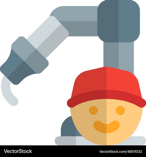 Factory Worker Operating A Robotic Arm Royalty Free Vector