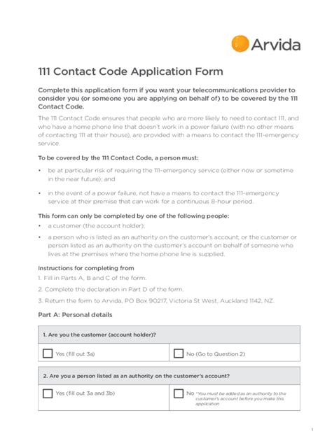 Fillable Online 111 Contact Code Application Form Fax Email Print