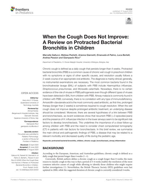 Pdf When The Cough Does Not Improve A Review On Protracted Bacterial