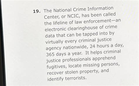Solved The National Crime Information Center Or Ncic Has