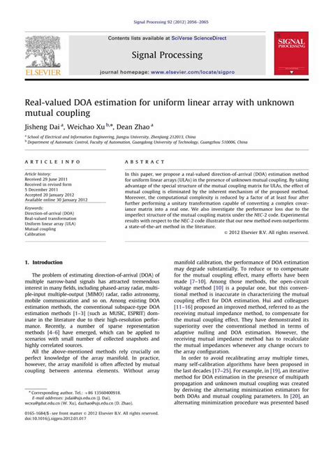 Pdf Real Valued Doa Estimation For Uniform Linear Array With Unknown Mutual Coupling Dokumen