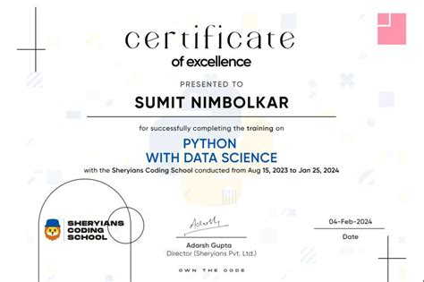 Sumit Nimbolkar On Linkedin Python Datascience Certification