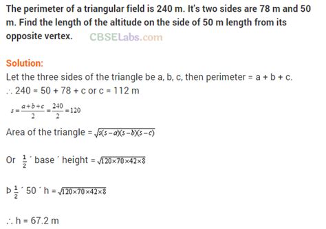 Herons Formula Class 9 Extra Questions Maths Chapter 12 Cbse Labs