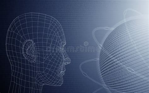 3d Man Watches Spinning Digital Binary Code Globe Stock Illustration Illustration Of