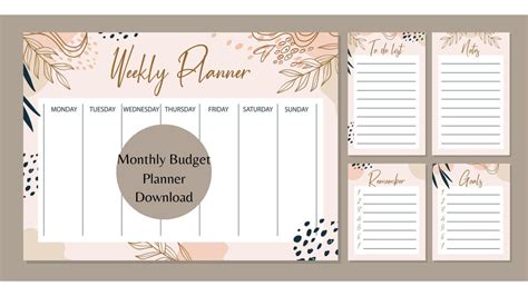 Weekly Planner Blush Pink Palette Simple Annual Budget Personal Finances Easy Budget