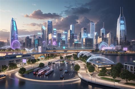 Premium Ai Image Future City Evolution With Highspeed Internet Cloud Computing Synergy For