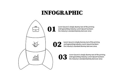로켓은 템플릿 인포 그래픽 3 요소 벡터를 설명합니다 3 단계로 제공되는 인포 그래픽 비즈니스를 계획하십시오 웹 배너 다이어그램 레이아웃 워크플로 및 웹에 사용되는 창의적인