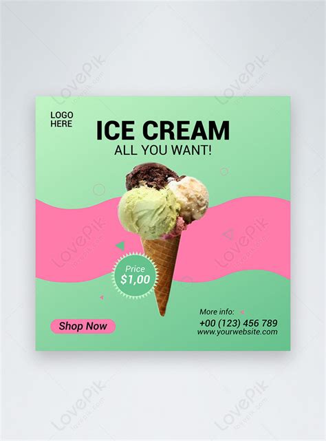 소셜 네트워크의 아이스크림 포스트 디자인 이미지 사진 450139163 무료 다운로드