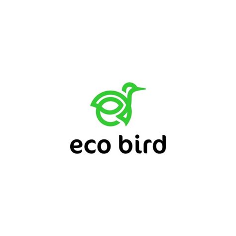 새와 잎 로고 디자인이 있는 편지 E 프리미엄 벡터