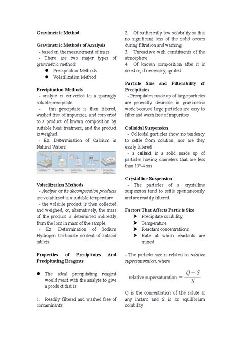 Gravimetric Method Gravimetric Gravimetric Method Gravimetric Methods Of Analysis Based On
