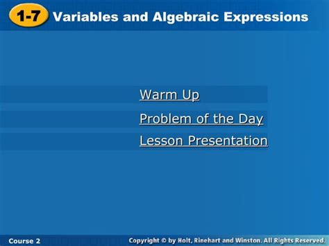 Variable And Algebraic Expressions Ppt