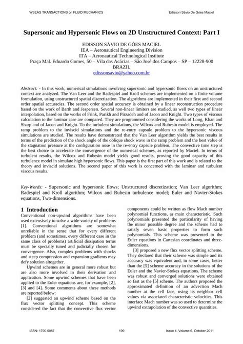 Pdf Supersonic And Hypersonic Flows On 2d Unstructured Context Dokumen Tips
