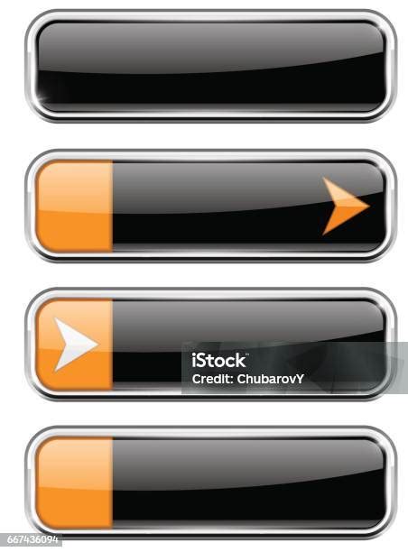 오렌지 태그와 블랙 버튼입니다 크롬 프레임 메뉴 인터페이스 요소 0명에 대한 스톡 벡터 아트 및 기타 이미지 0명 3차원 형태 검은색 Istock