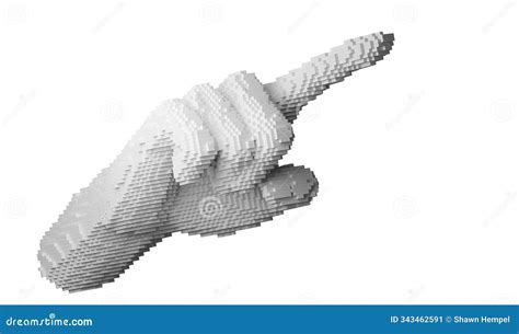 3d Pixelized Voxel Human Hand Pointing Isolated On White Background