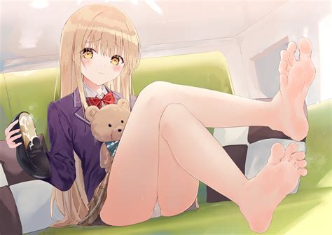 Rule 34 Bare Legs Barefoot Blonde Hair Blush Crossed Legs Cum Cum In