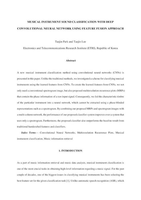 pdf musical instrument sound classification … · musical instrument