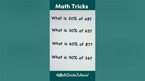 Fast Percentage Hacks Mathtrickstutorial Maths Tutorial Mathematics