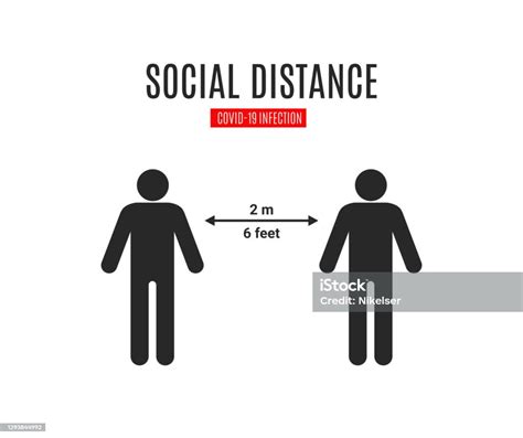 거리 표지판을 유지합니다 사회 멀리 코비드19 코로노 바이러스 전염병 보호 장비 예방 조치 자신을 보호하기 위한 단계 1미터 거리를 유지합니다 벡터 일러스트레이션 0명에
