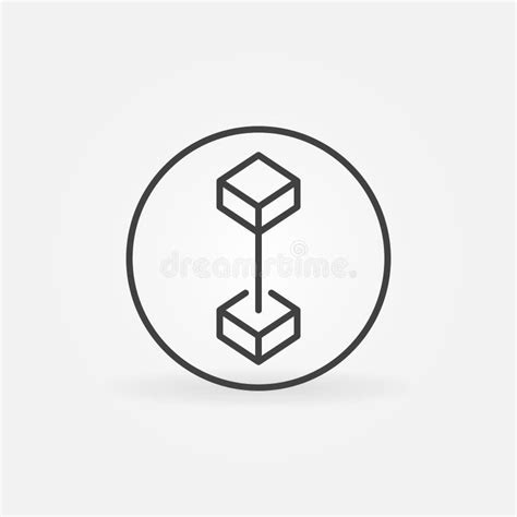 Pair Of Blocks Blockchain Vector Thin Line Round Icon Or Symbol Stock
